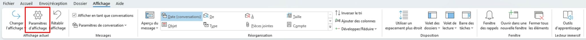 Outlook : Personnaliser l'affichage des colonnes - Misty'tips
