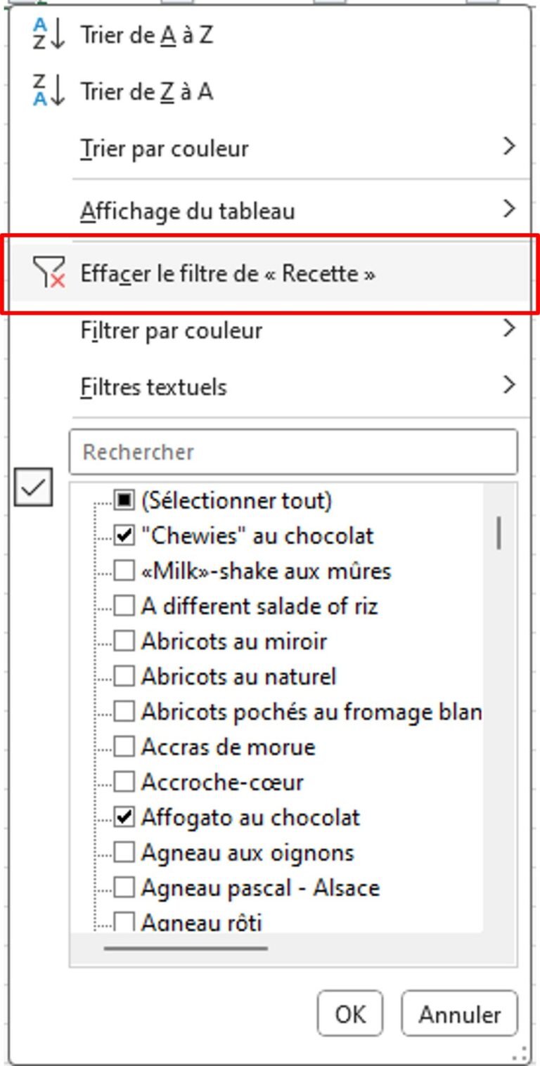 Excel : Filtre des données - Misty'tips