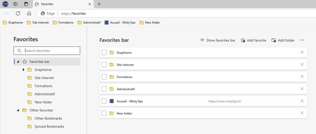 Edge: Organize Favorites with Folders - Misty'tips