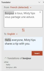Office: Translate a document - Misty'tips
