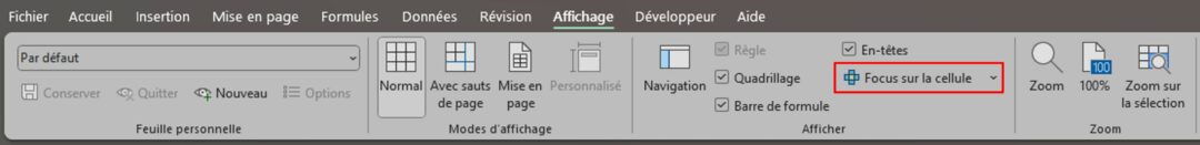 Excel : Focus sur la cellule - Misty'tips