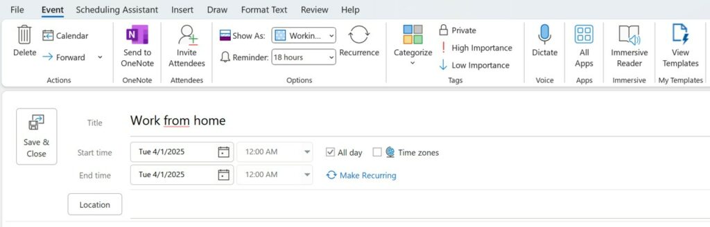 Outlook: Working Elsewhere - Misty'tips