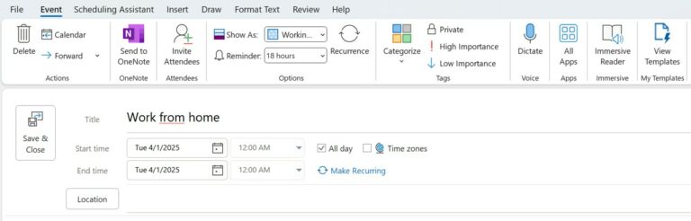 Outlook: Working Elsewhere - Misty'tips